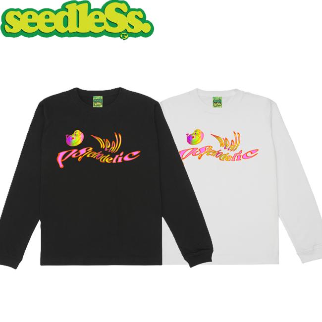 seedleSs（シードレス） tシャツ Psychodelic L/S T-SHIRTS Black White 長袖Tシャツ カットソー ...