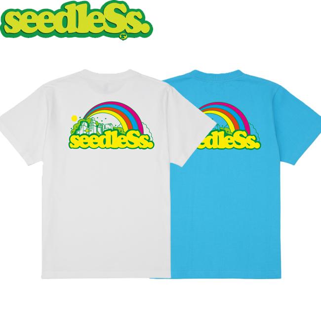 seedleSs（シードレス） tシャツ Over the Rainbow S/S T-SHIRTS White Turquoise Blue ...
