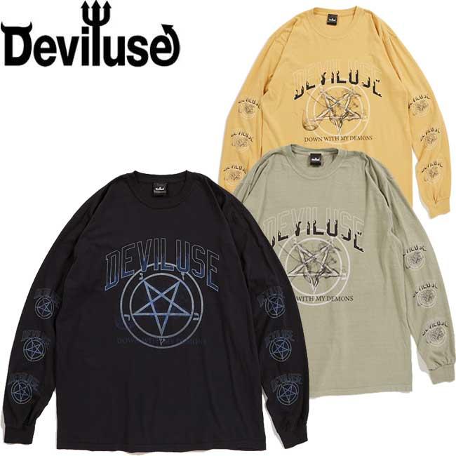tシャツ Deviluse デビルユース Pentagram L/S T-Shirts Washed Black Sand Mustard 長袖tシャツ ロンT メンズ レディース ...