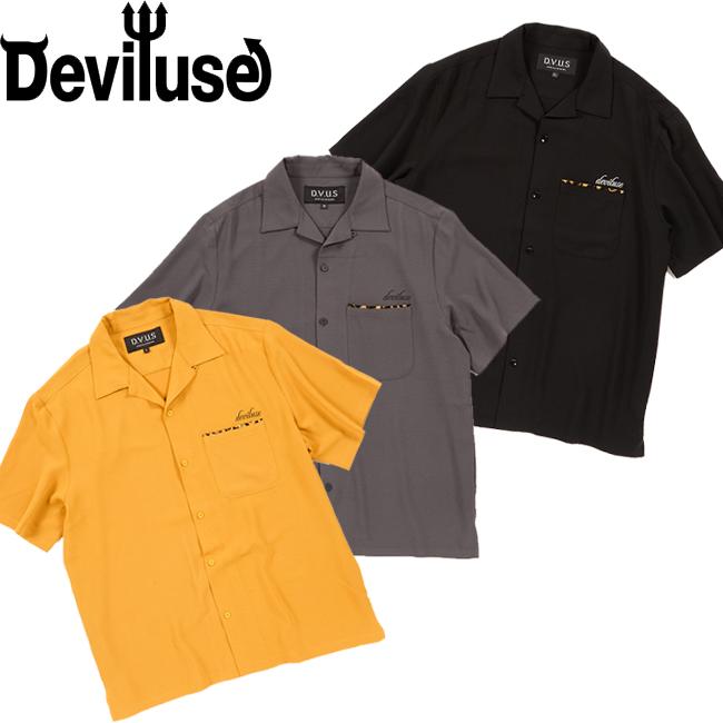 シャツ Deviluse デビルユース Leopard Open Collar S/S Shirts Black Silver Gold 半袖シャツ カジュアルシャツ メンズ レディース ...