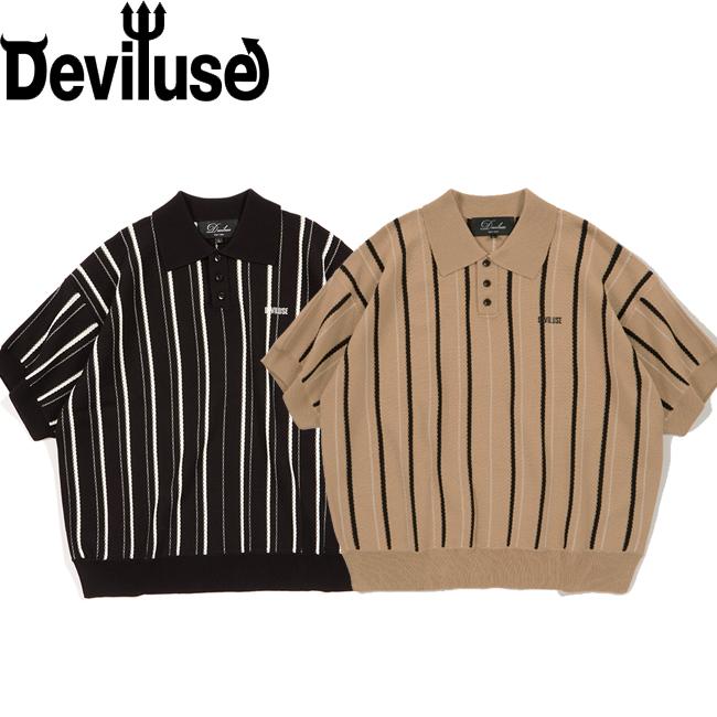 ポロシャツ Deviluse デビルユース Stripe S/S Polo Black Khaki シャツ ニット メンズ レディース : STORMY Yahoo!店 - 通販 ...