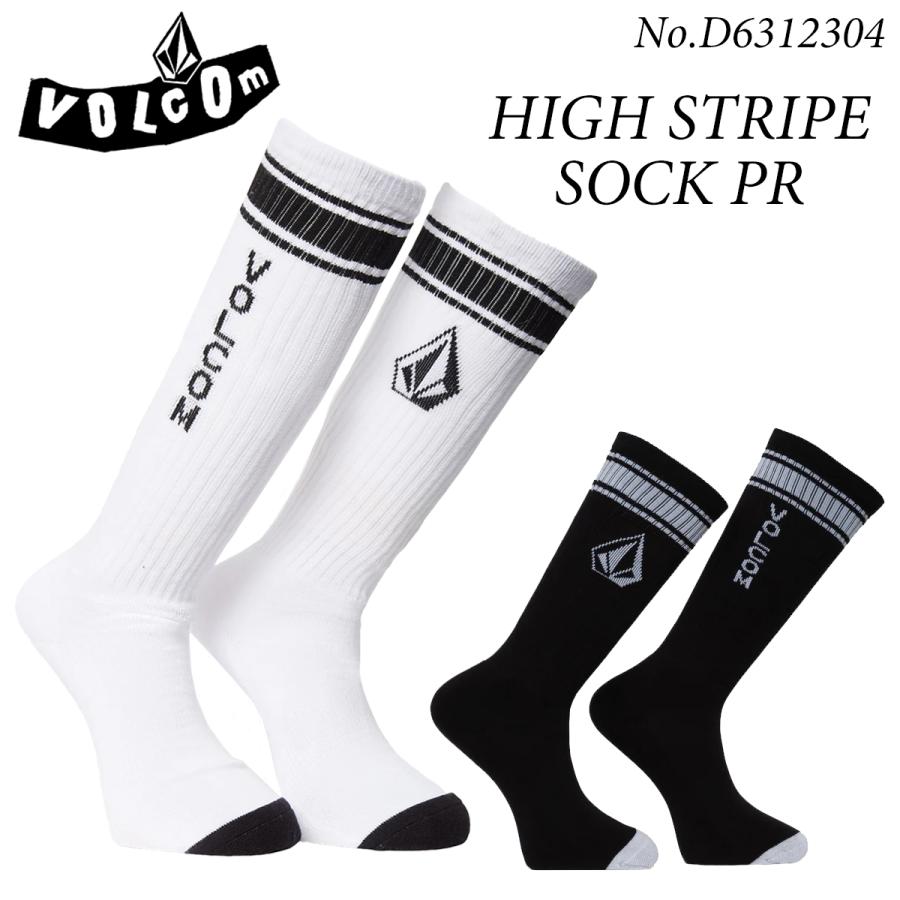 VOLCOM 25 ボルコム 靴下 HIGH STRIPE SOCK PR ソックス ハイクルー丈 ロゴ リブニット スケボー サーフィン ...