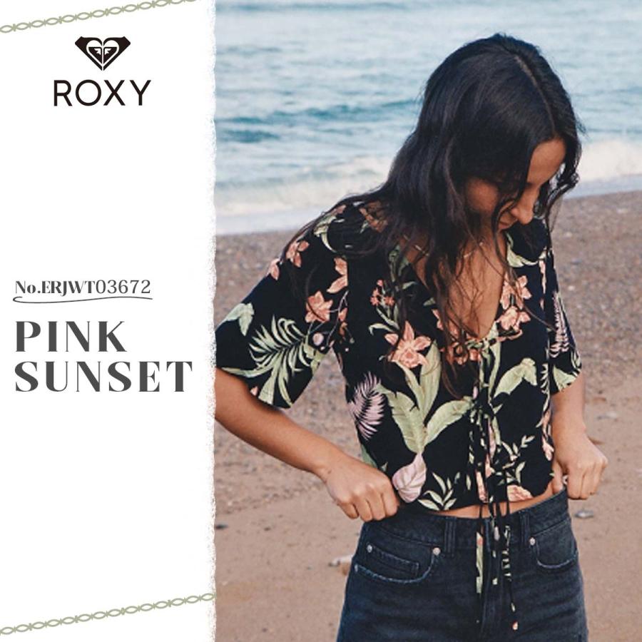 ROXY 25 SS ロキシー ブラウス PINK SUNSET 半袖 キャミソール V字 リボン クロップド丈 レディース ERJWT03672 日本正規品 : オーシャン スポーツ ...