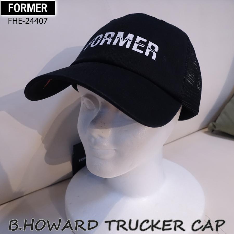 24 FORMER フォーマー キャップ B.HOWARD TRUCKER CAP 帽子 シンプル ブラック 黒 ロゴ カジュアル メンズ ...