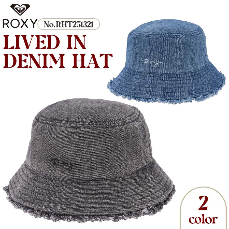 ROXY 25 SS ロキシー ハット LIVED IN DENIM HAT 帽子 バケハ バケットハット デニム柄 フリンジ レディース ...