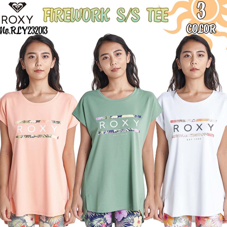 ROXY 23 HS ロキシー 半袖ラッシュガード FIREWORK S/S TEE 丸首 ロゴ入り UVカット レディース ...