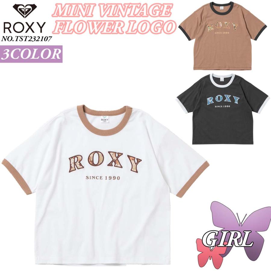 ROXY（ロキシー） 23 HS ROXY Tシャツ MINI VINTAGE FLOWER LOGO 半袖 クロップド丈 アウトドア キッズ ...