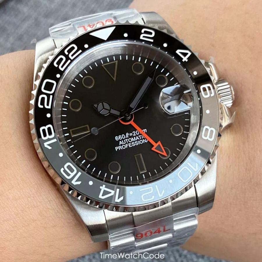 メンズウォッチ 時計 独自 カスタマイズ MOD NH34 GMT サファイア 保証あり 40mm ブラック グレー : STRAP24JP - 通販 - Yahoo!ショッピング