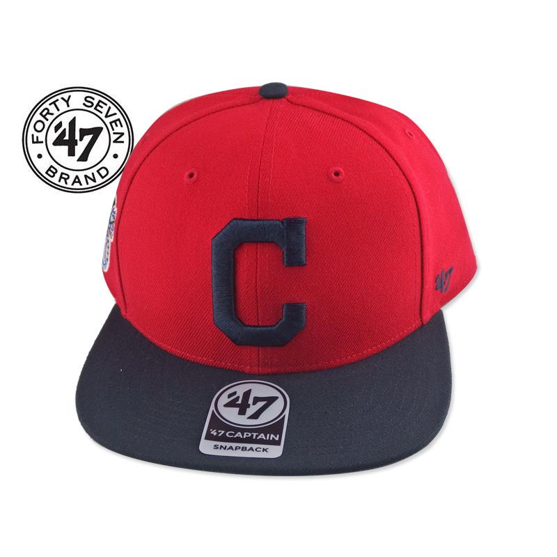 47BRAND フォーティーセブン SURESHOT CAPTAIN SNAPBACK Cleveland Indians RED/NAVY ...