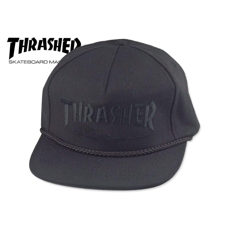 THRASHER ☆THRASHER【スラッシャー】THRASHER LOGO ROPE SNAPBACK CAP BLACK/BLACK ...