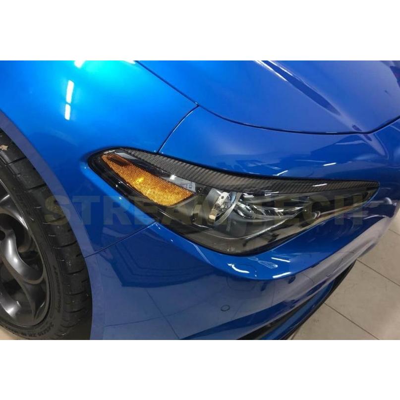 アルファ ロメオ ジュリア 2017年〜用 ドライカーボン アイライン 左右セット カーボンガーニッシュ ヘッドライトパネル カーボンパネル ...