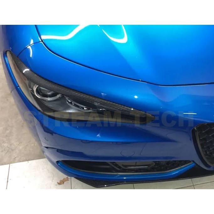 アルファ ロメオ ジュリア 2017年〜用 ドライカーボン アイライン 左右セット カーボンガーニッシュ ヘッドライトパネル カーボンパネル ...