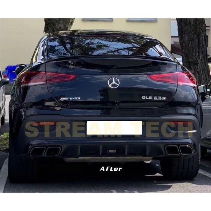 BENZ メルセデス ベンツ W167 C167 GLE クーペ用 GLE63AMGタイプ リアディフューザー スクエアテールパイプ マフラーカッター リアバンパー ブラケット付き ...