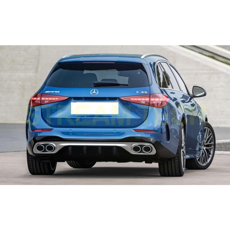 BENZ メルセデス ベンツ W206 S206 Cクラス AMGライン用 C43 AMGタイプ 艶有ブラック リアディフューザー テールパイプ テールガーニッシュ 4本出し : STREAM ...