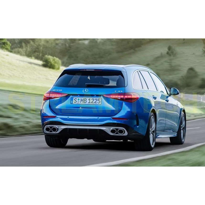 BENZ メルセデス ベンツ W206 S206 Cクラス AMGライン用 C43 AMGタイプ 艶有ブラック リアディフューザー テールパイプ テールガーニッシュ 4本出し : STREAM ...