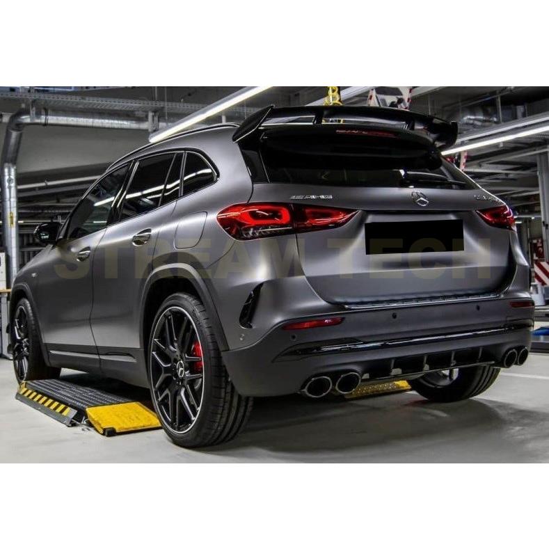 BENZ メルセデス ベンツ H247 GLA AMGライン用 GLA45s AMGタイプ 艶有ブラック リアディフューザー テールパイプ テールガーニッシュ 4本出し GLA35 人気商品 ...