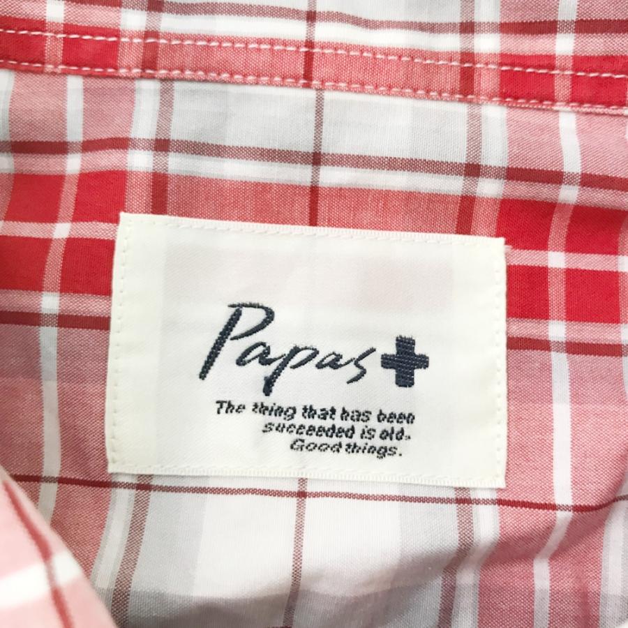 PAPAS パパス 長袖シャツ プラス チェック レッド系 M メンズ : ブランド古着ストスト - 通販 - Yahoo!ショッピング