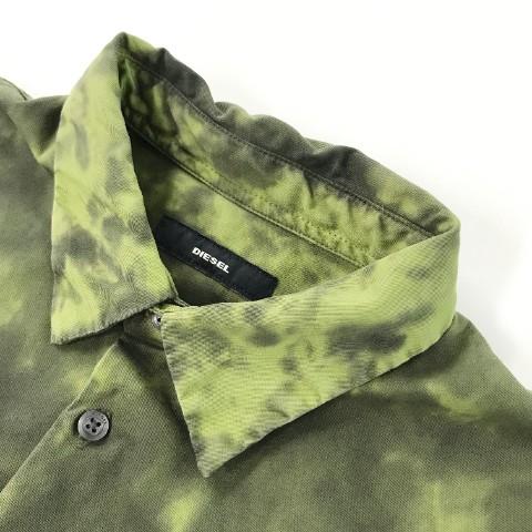 DIESEL ディーゼル 半袖シャツ タイダイ柄 カーキ系 L メンズ DIESEL ディーゼル 半袖シャツ タイダイ柄 カーキ系 L メンズ