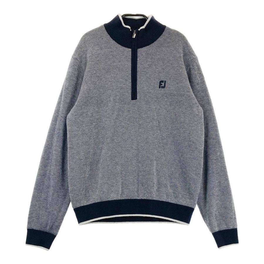 FOOT JOY フットジョイ ハーフジップ ニットセーター 裏地付 ネイビー