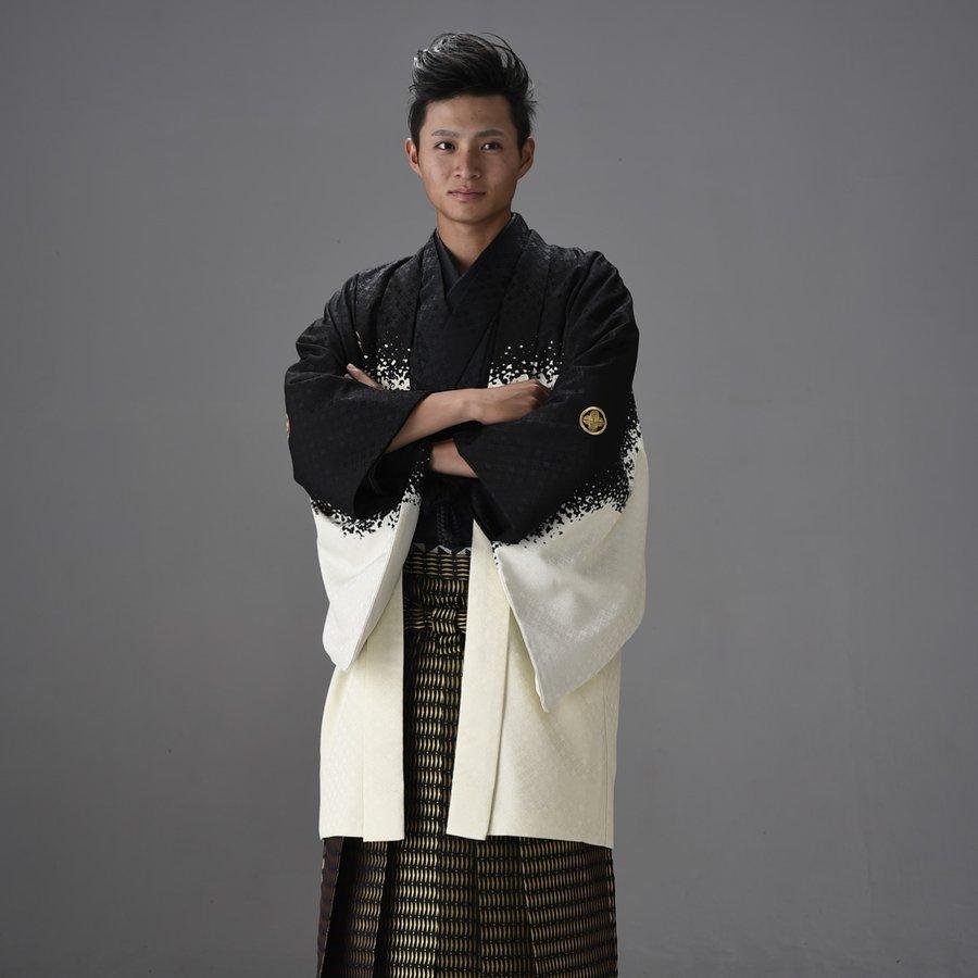 【新作】殿方和装/MODERN CLASSIC/50-651RF/(MX6760)/染分け/メンズ/男羽織/成人式/購入/4号/黒白 : 衣裳 ...