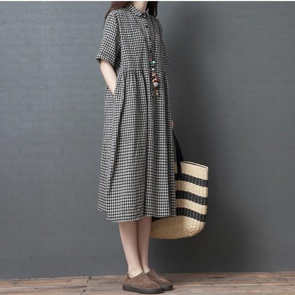 ワンピース レディース 40代 50代 きれいめ 春 夏 春夏 綿 ギンガム