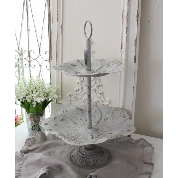 マチルドエム フランス アイアン 2段コンポート グレー617 ディスプレイトレイ スタンドトレイ 可愛い マチルドM Mathilde M. シャビーシック アンティーク風 輸 ...