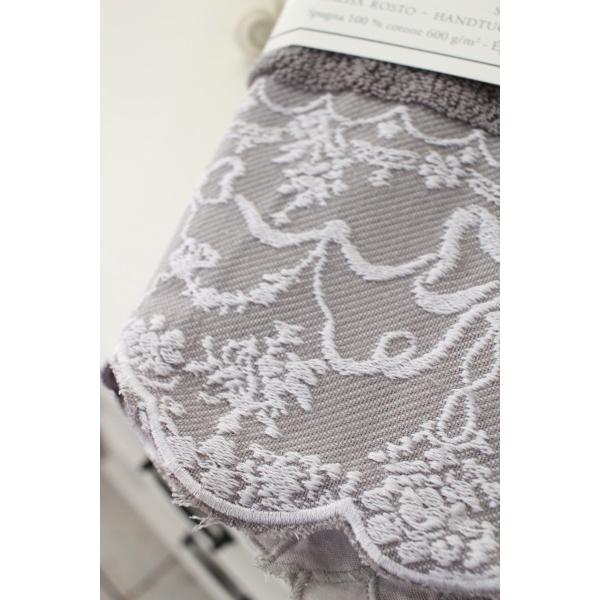 フェイスタオル タオル マチルドエム フランス グレー リボン柄(604）50×100 綿 大きめ マチルドM Mathilde M. シャビーシック アンティーク風 輸入 可愛い お ...