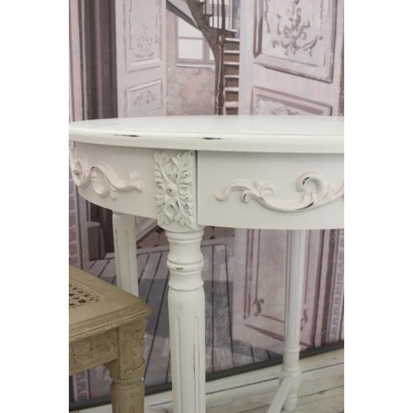 おしゃれ テーブル ラウンドテーブル ホワイト コーヒーテーブル (745) マチルドエム フランス 可愛い 木製 アンティーク風 ティーテーブル マチルドM Mathilde : STYLE ...