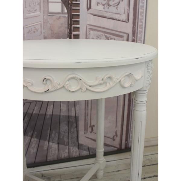 おしゃれ テーブル ラウンドテーブル ホワイト コーヒーテーブル (745) マチルドエム フランス 可愛い 木製 アンティーク風 ティーテーブル マチルドM Mathilde : STYLE ...