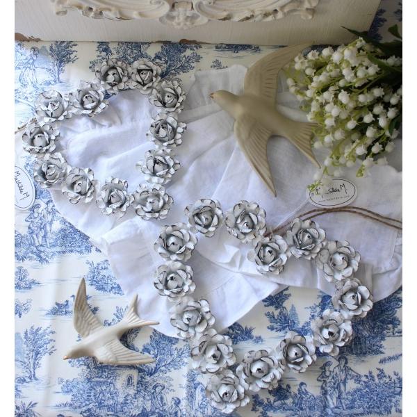 可愛い 壁飾り リース ハート マチルドエム フランス ハートリース L 壁掛け ローズ アイアン ホワイト (814) マチルドM Mathilde M. シャビーシック ア : STYLE ...