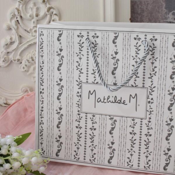 マチルドエム フランス ショッパー 紙袋 Mサイズ ライン小花柄 (778) ギフトバッグ 紙製 蓋付 可愛い マチルドM Mathilde M. シャビーシック アンティーク風 輸 :mm ...