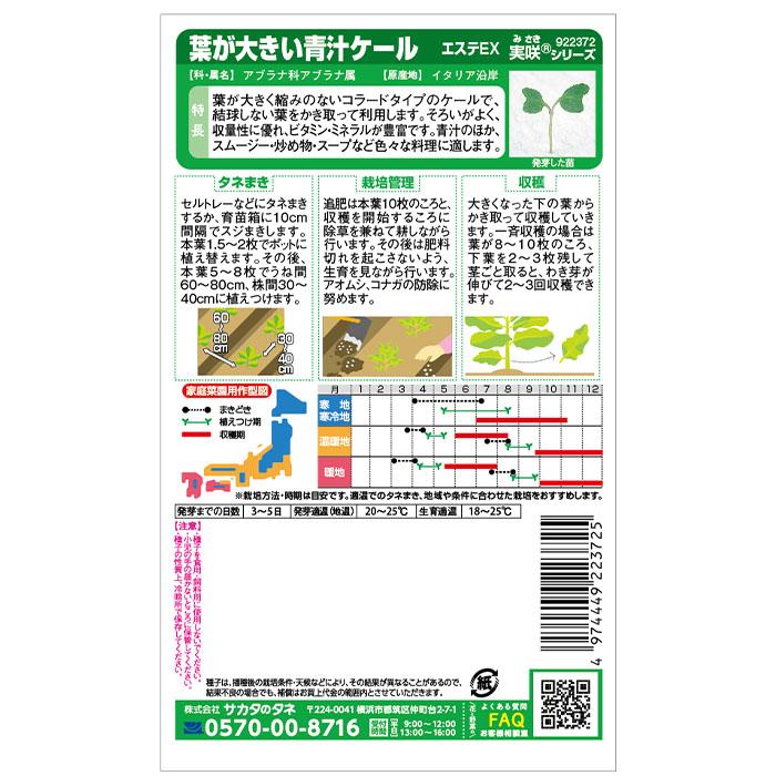 野菜の種 実咲野菜2372 青汁ケール エステEX : STYLE1187 - 通販 - Yahoo!ショッピング