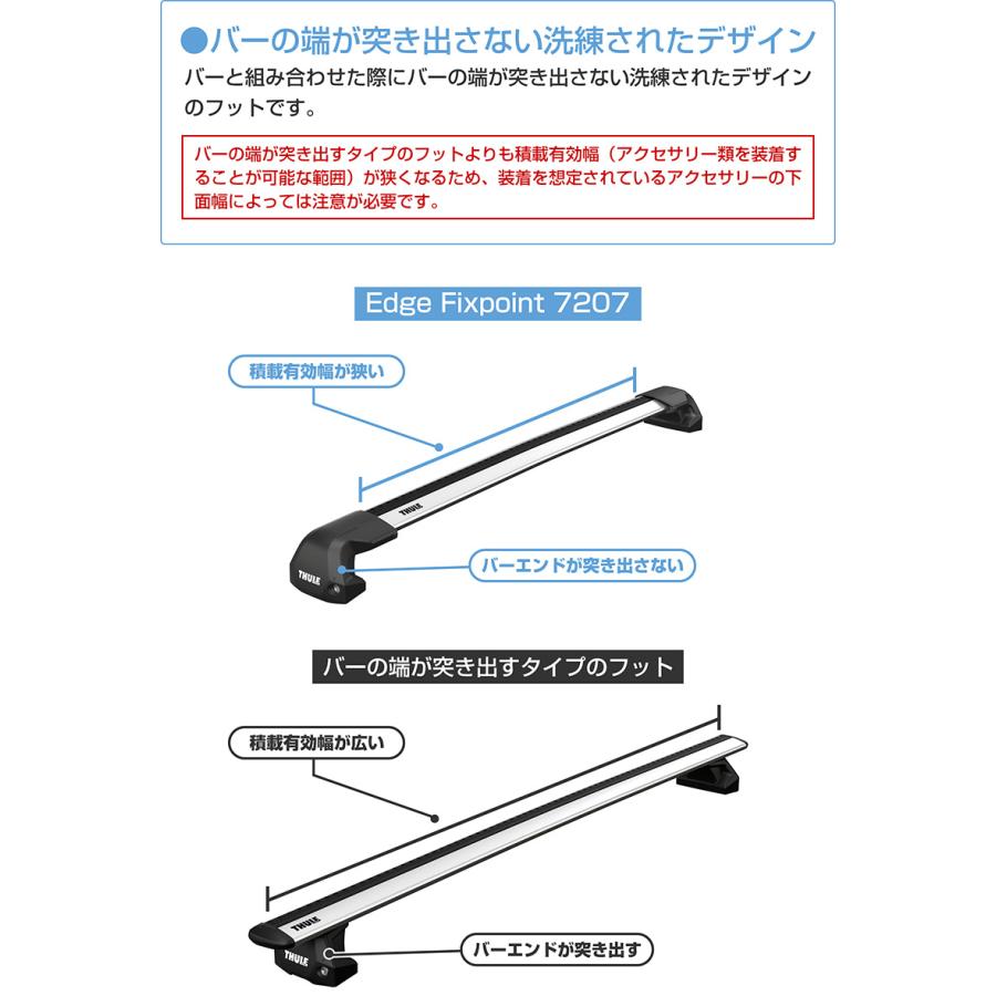 THULE スーリー レイバック(R5/10〜 VN#) ルーフキャリア 4点セット フット7207+ウイングバーエッジ7214×2本+キット7046 カーキャリア カスタム パーツ ...