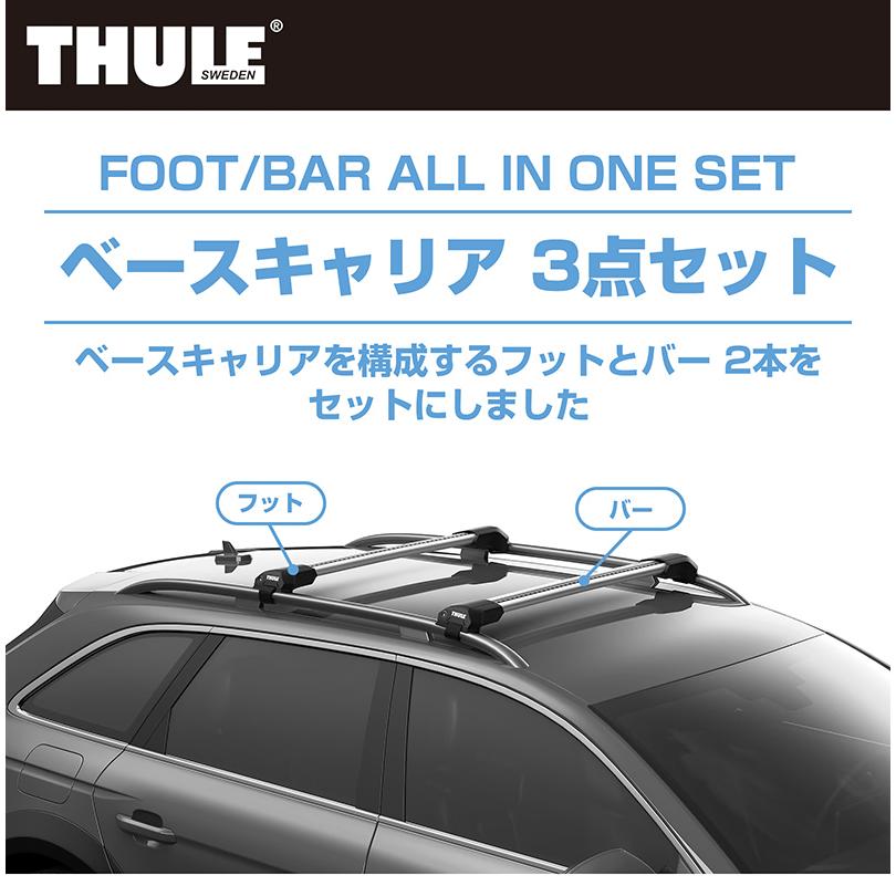 THULE スーリー SL フォレスター（ラダールーフレール付き 2025/4〜）ルーフキャリア 3点セット フット7204+ウイングバーエッジ7213/7212 カーキャリア カスタム ...