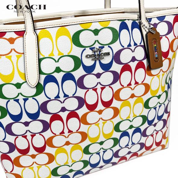 COACH コーチ レディース トートバッグ バッグ アウトレット シティー レインボー シグネチャー キャンバス C4181 チョーク 新品 : Successストア - 通販 ...