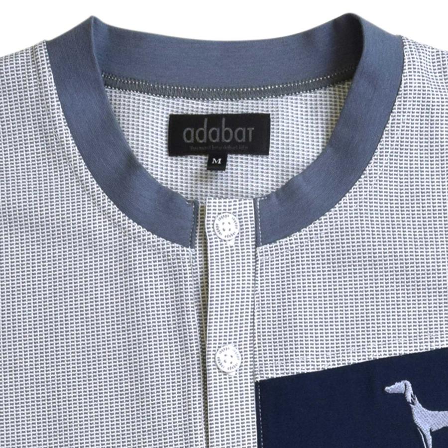 adabat アダバット ニットパジャマ ルームウェア 部屋着 パジャマ セットアップ ナイトウェア メンズ 半袖 ヘンリーネック KNIT PAJAMAS 0213-96 :adb-iii ...