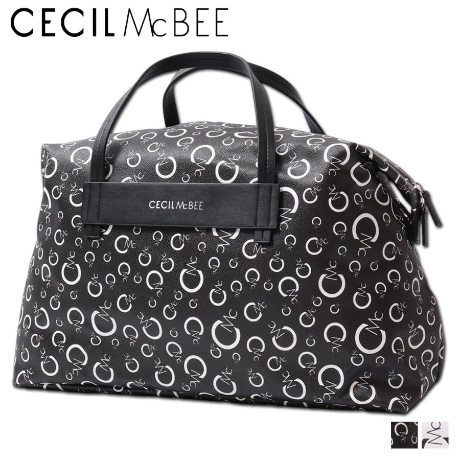 CECIL McBEE セシルマクビー ボストンバッグ ショルダー レディース Lサイズ モノグラム MONOGRAM SERIES ブラック ホワイト 黒 白 CM121130 : シュガー ...