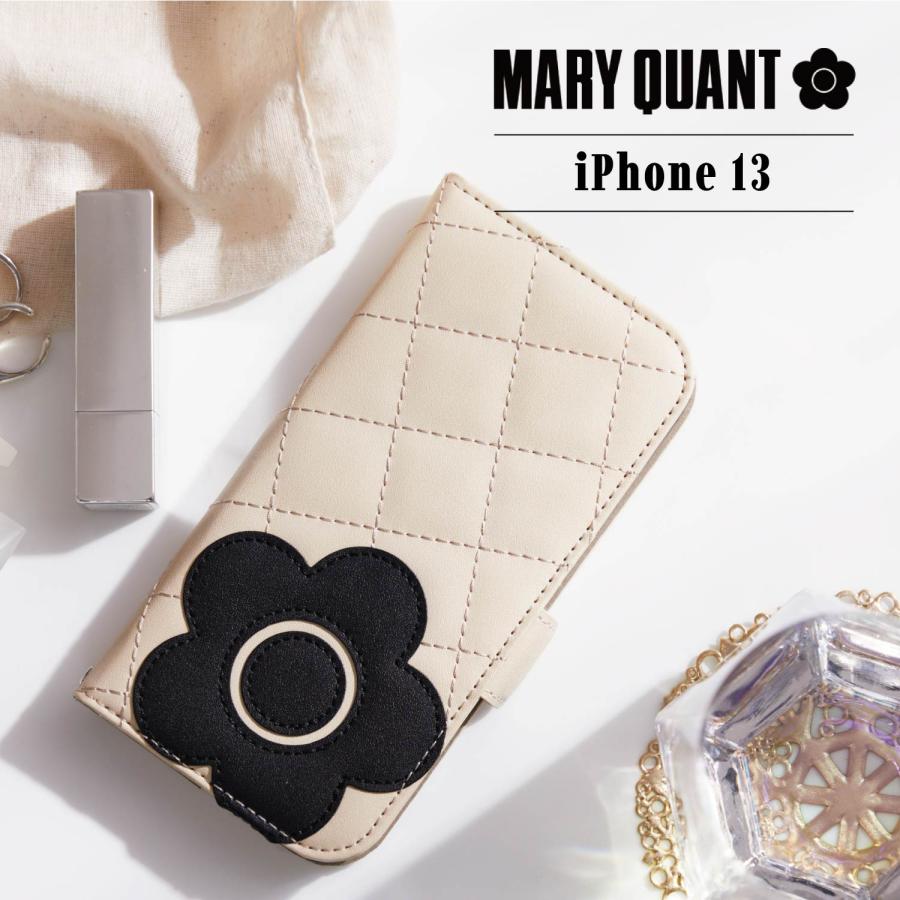 MARY QUANT（マリークヮント） MARY QUANT iPhone 13 ケース スマホ 携帯 手帳型 レディース マリクワ PU QUILT LEATHER BOOK TYPE ...