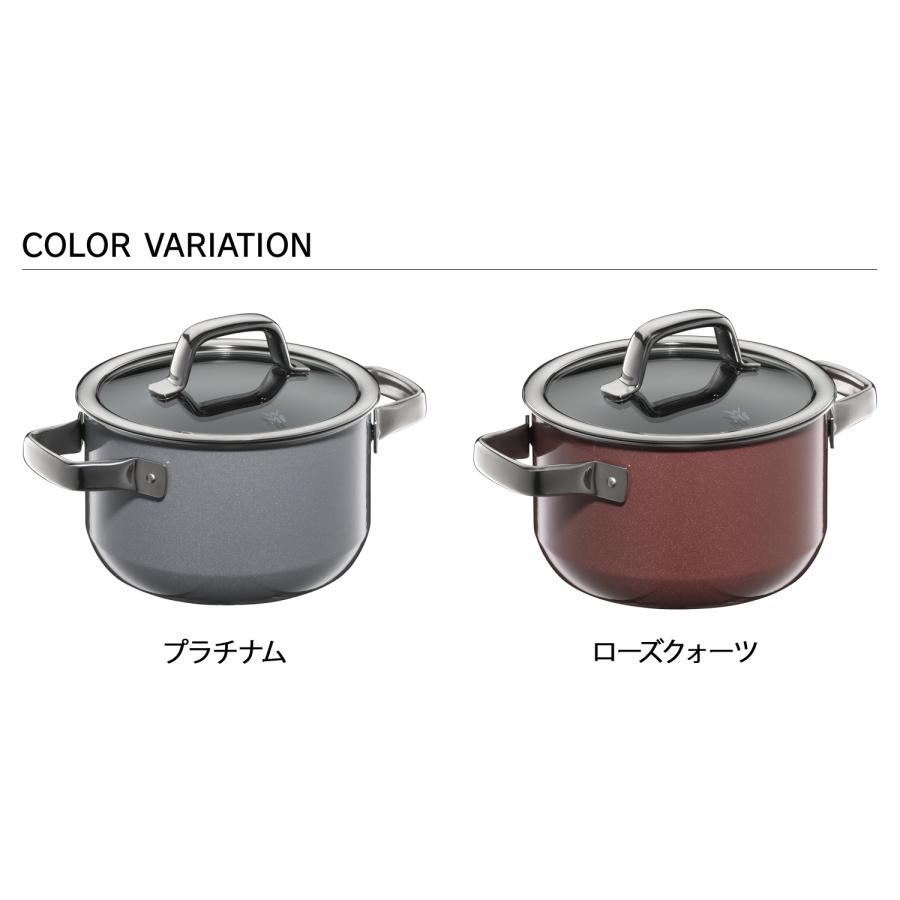 WMF ヴェーエムエフ 鍋 両手鍋 フュージョンテック ミネラル ハイキャセロール 16cm IH対応 深型 ホーロー HIGH CASSEROLE グレー ワインレッド : シュガー ...