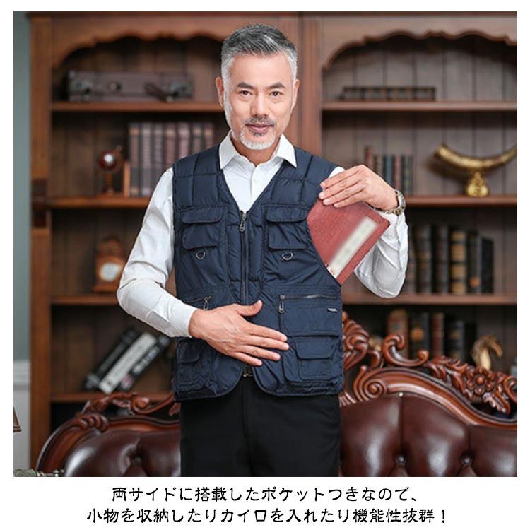 インナーベスト メンズ 中綿ベスト 軽量 Vネック 防寒 ジャケット 男性用 アウター 冬 秋 暖かい あったか 保温 ノースリーブ 大きい ...