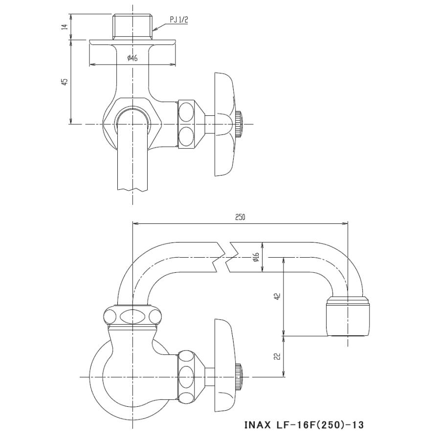 INAX LIXIL,INAX,LF-16F(250)-13,横自在水栓(泡沫吐水,パイプ長さ250mm)蛇口 : 水道屋さん - 通販 - Yahoo!ショッピング