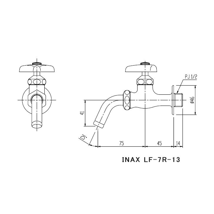 LIXIL LIXIL,INAXLF-7R-13-U,吐水口回転形横水栓,万能ホーム水栓,ユーティリティ用(呼び13mm,固定コマ式)一般地/寒冷地供用,蛇口 : 水道屋さん - 通販 ...