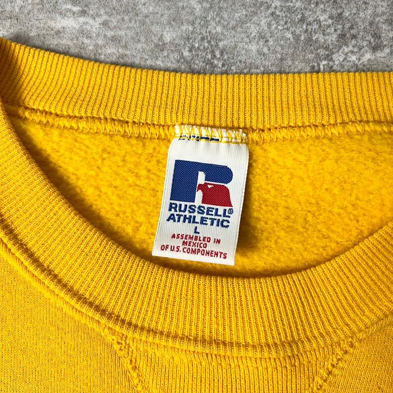 Russell Athletic 90s RUSSELL 無地 前V スウェット トレーナー L / 90年代 メキシコ製 オールド ラッセル 裏起毛 イエロー スエット : 古着屋 JYRE ...