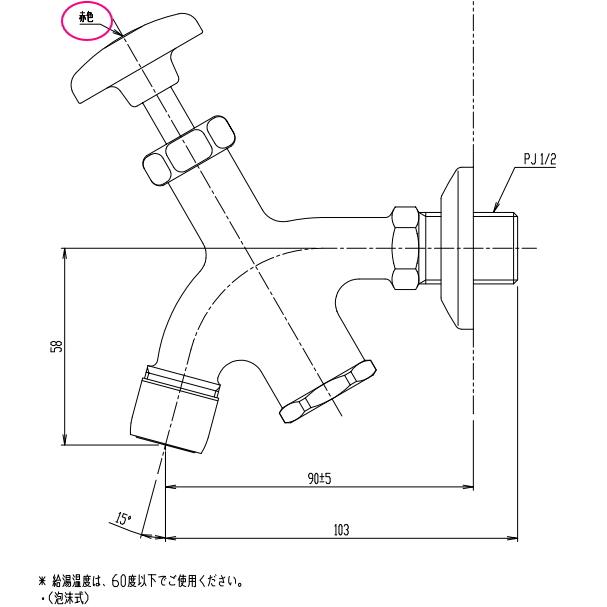 プッシュボタンで吐水・止水。湯屋カラン（泡沫式） お湯用 LIXIL・INAX BF-11F-13(H) : bf11f13h-2 : スイスイマート - 通販 - Yahoo!ショッピング