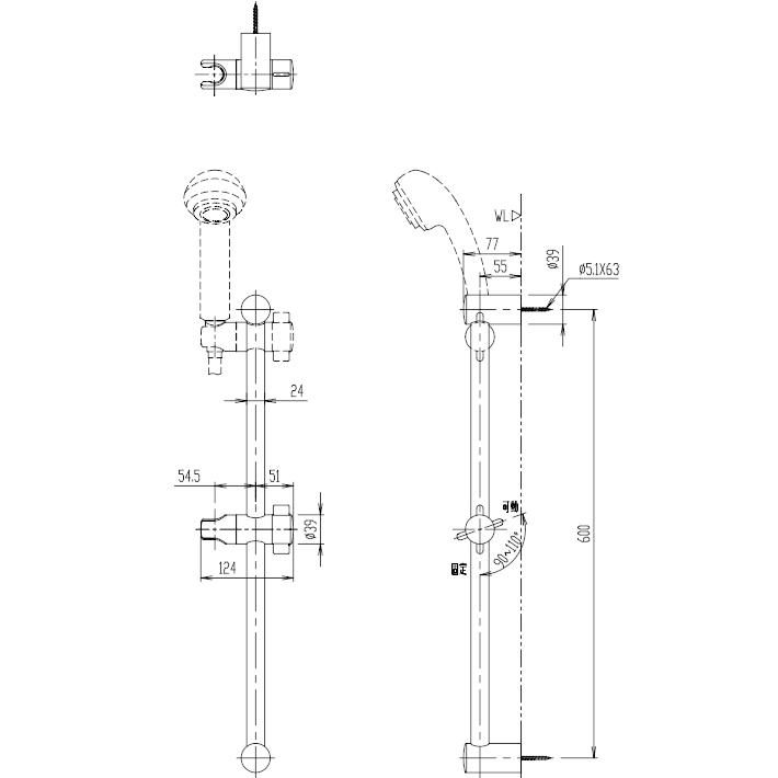 LIXIL お好みの高さで快適シャワー リクシル・イナックス BF-FB27(600) スライドバー付シャワーフック600ミリ オールメッキタイプ : スイスイマート - 通販 - Yahoo ...