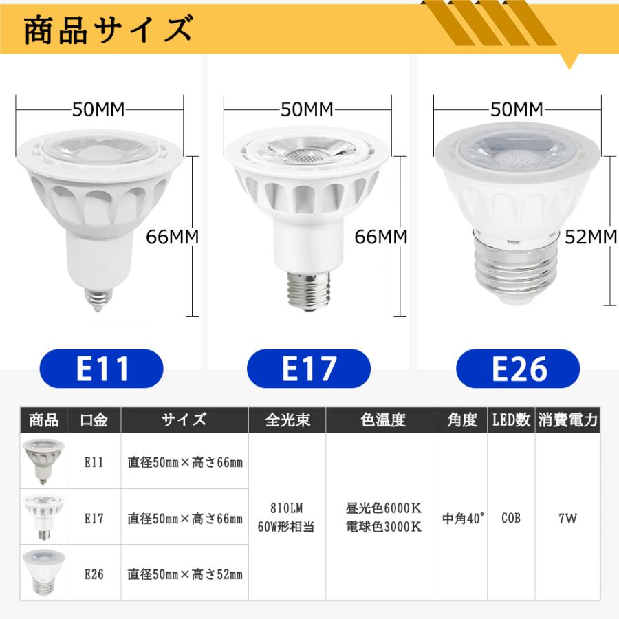 送料無料 LEDハロゲン電球 60W形相当 LED電球 LEDスポットライト E11 E17 E26 口金 7W : sumairu光源 - 通販 - Yahoo!ショッピング