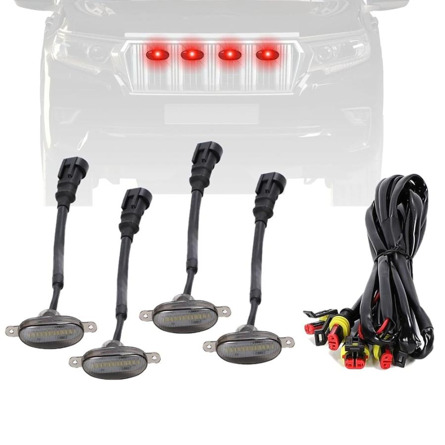LED グリルマーカー 防水 ハーネス付 ジムニー プラド RAV4 デリカ D5 対応 デイライト スモークレンズ×レッド : パーツールズ Yahoo!店 - 通販 - Yahoo!ショッピング