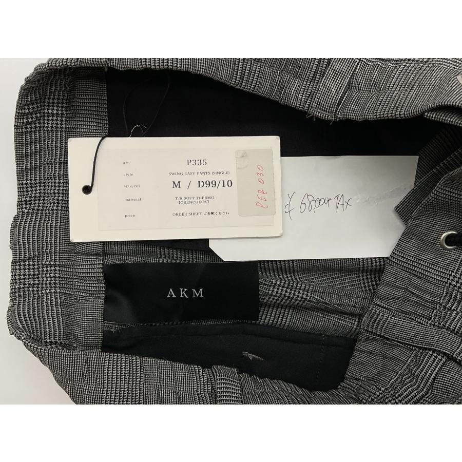 AKM M グレー×ブラック グレンチェックスラックスイージーパンツ AKM M グレー×ブラック グレンチェックスラックスイージーパンツ