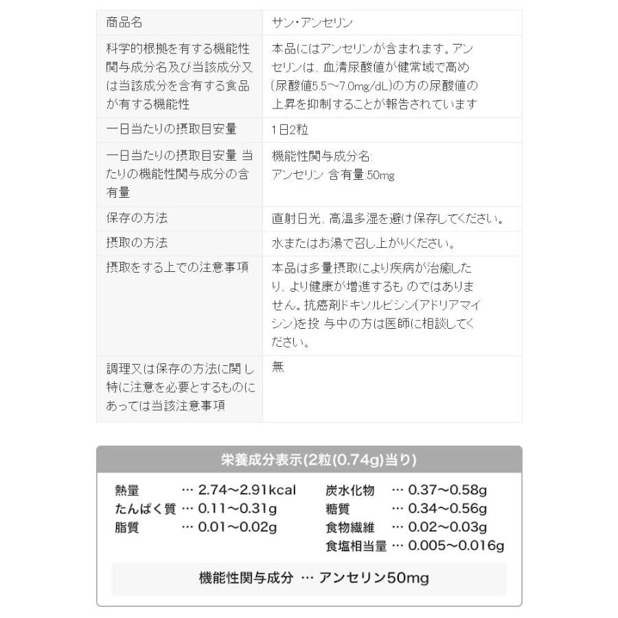 【公式】機能性表示食品 サン アンセリン 1箱 食品 プリン体 尿酸値対策 カプセル サプリメント サン・クロレラ :anserin-60 ...