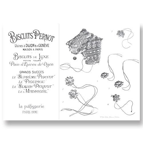 レース編みのカウスとモチーフレース《弓部玲子A4シルクスクリーン》・417-7157 : 銀座ソレイユ Yahoo!店 - 通販 - Yahoo!ショッピング